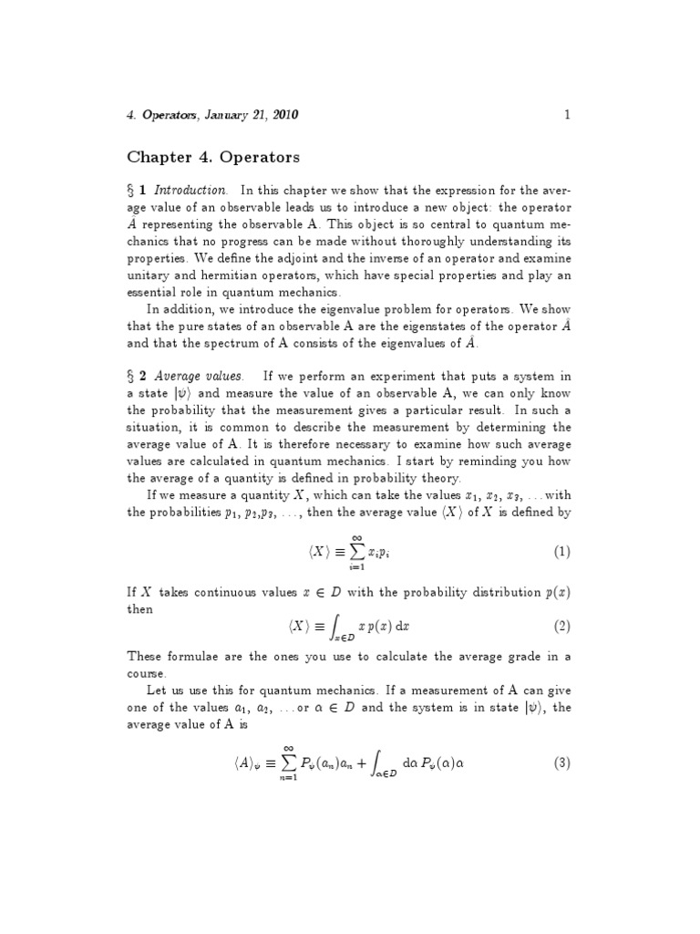 Chapter 4. Operators | PDF | Eigenvalues And Eigenvectors | Functional Analysis