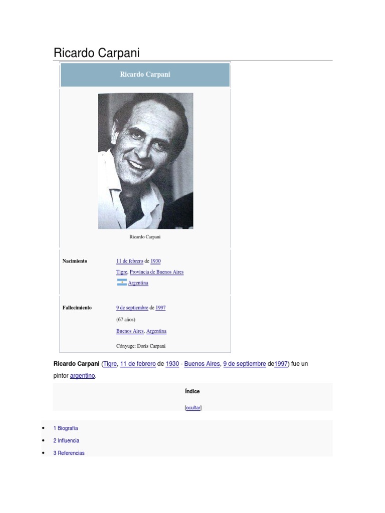 Ricardo Carpani (Biografia) | PDF | Argentina | Artes (general)