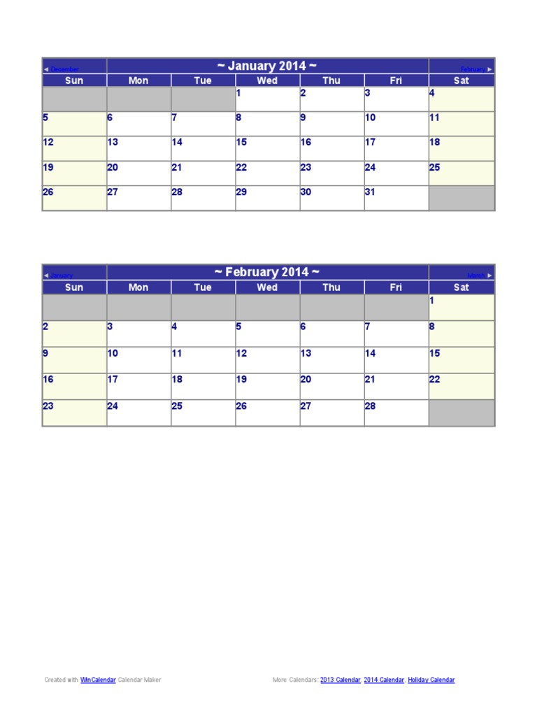 2014 Monthly Calendar Small | PDF