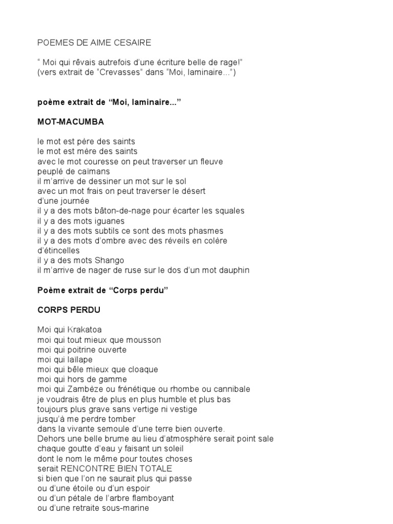 Poemes de Aime Cesaire | PDF | La nature