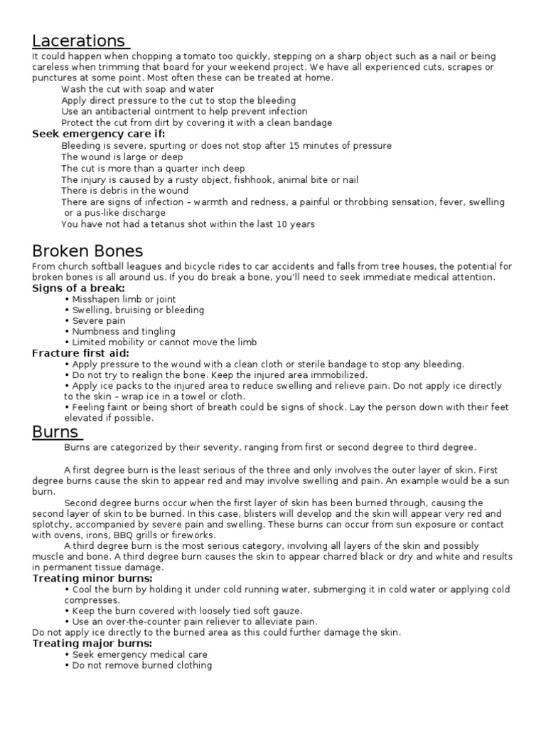 Lacerations | Burn | Wound