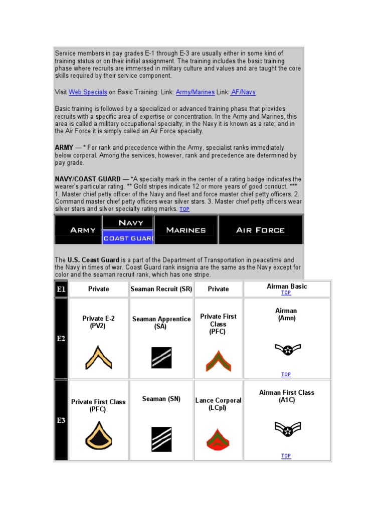 US Ranks Enlisted | Download Free PDF | Seaman | United States ...