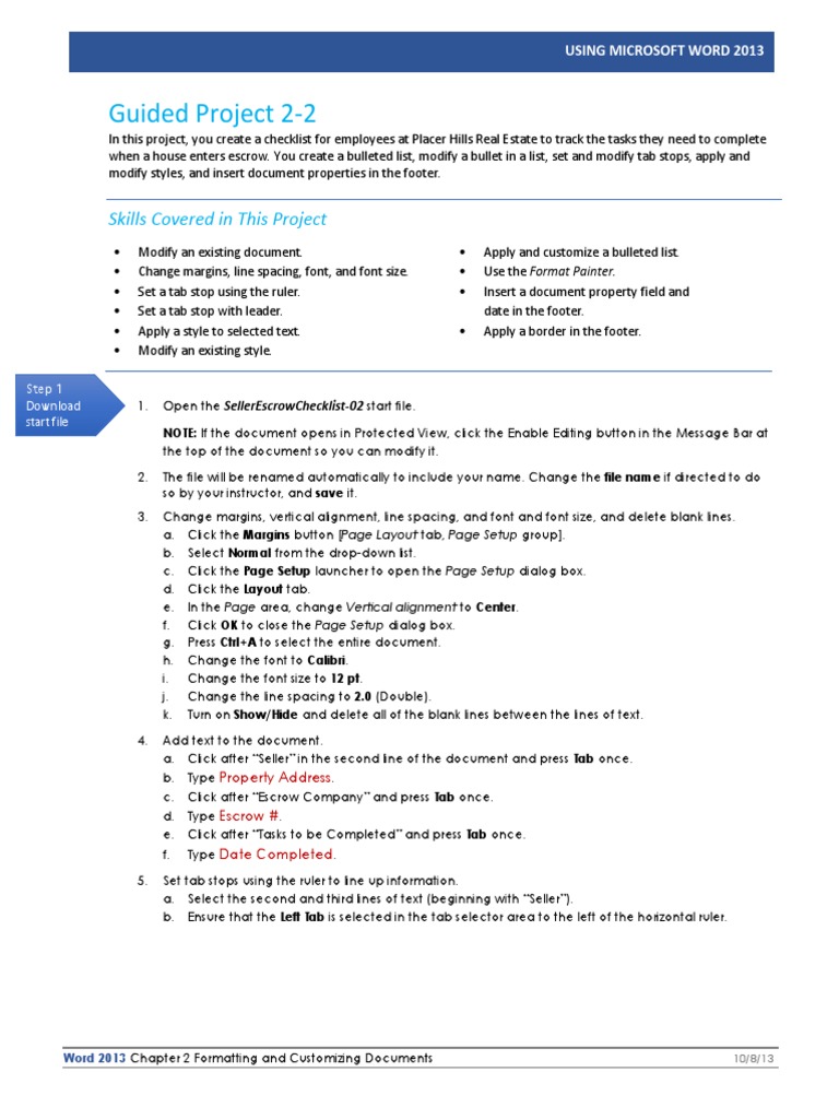 WD2013 GuidedProject 2 2 Instructions | PDF | Microsoft Word | Text