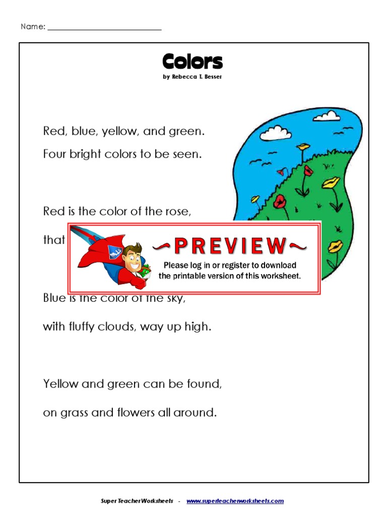 Colors Poem and Worksheet Activities | PDF