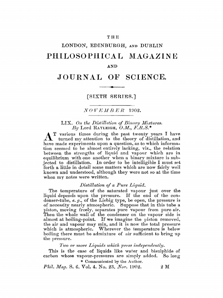 Distillation of Binary Mixtures | PDF | Distillation | Liquids