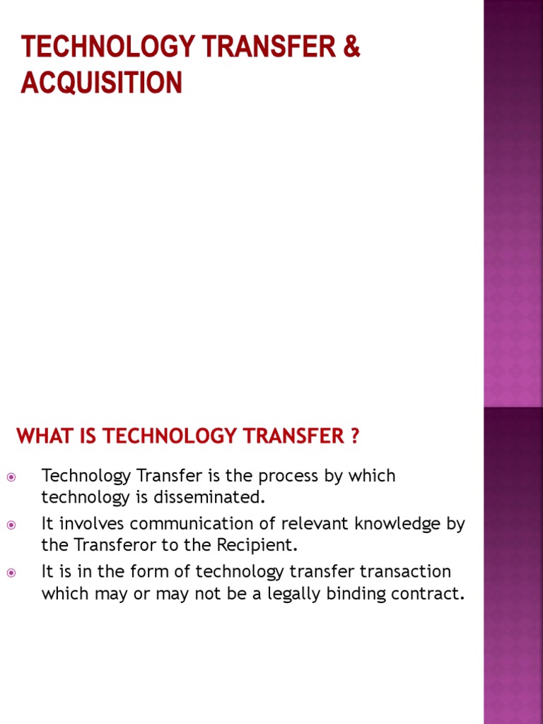 Technology Transfer Acquisition | PDF | Mergers And Acquisitions ...