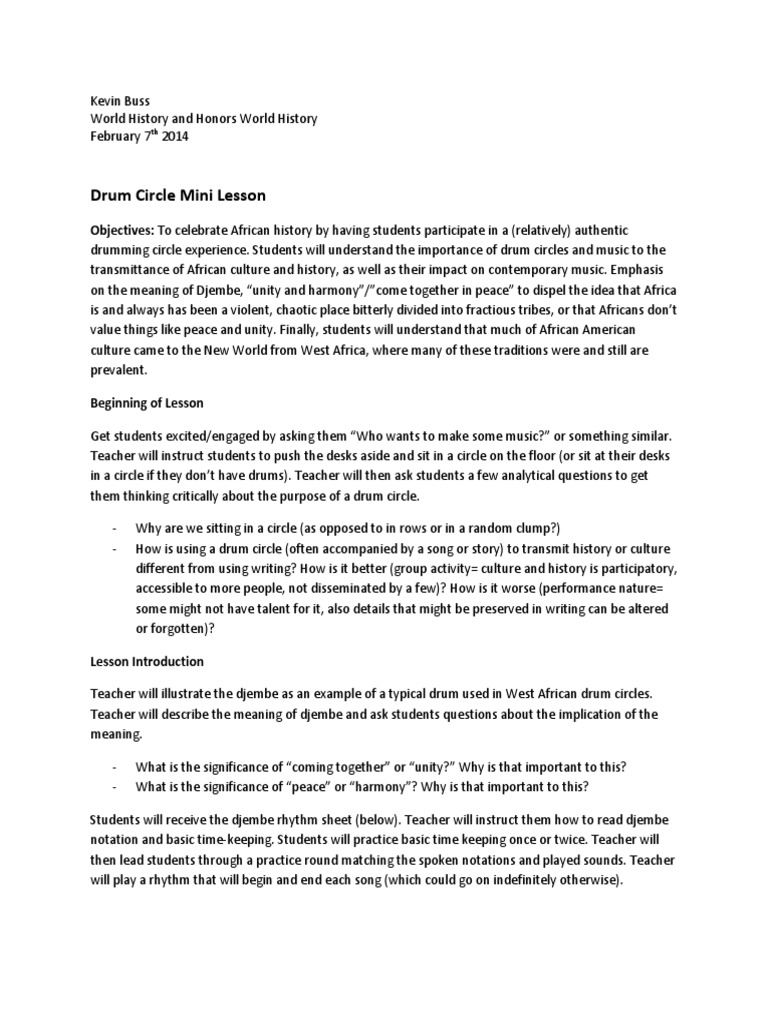 Drum Circle Mini Lesson | PDF | Rhythm | Drum