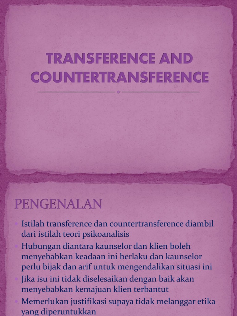 Transference and Countertransference | PDF