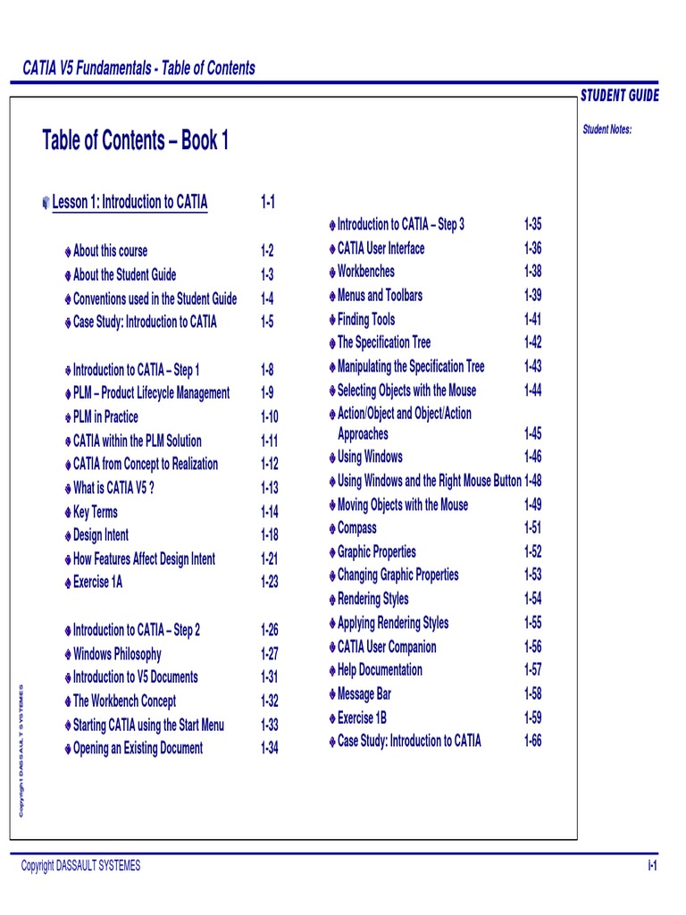 CATIA V5 Fundamentals - Table of Contents | PDF | Menu (Computing ...