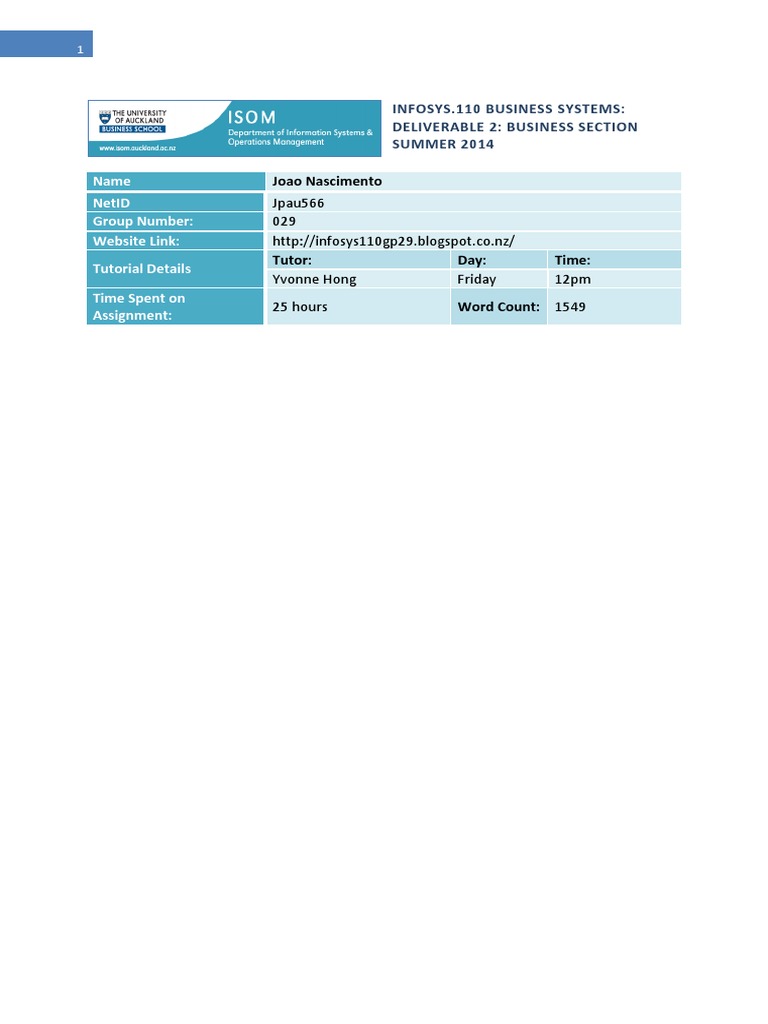Name Netid Group Number: Website Link: Tutorial Details Time Spent On Assignment | PDF ...
