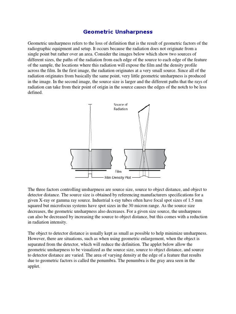 Geometric Unsharpness | PDF | Radiography | Electromagnetic Spectrum