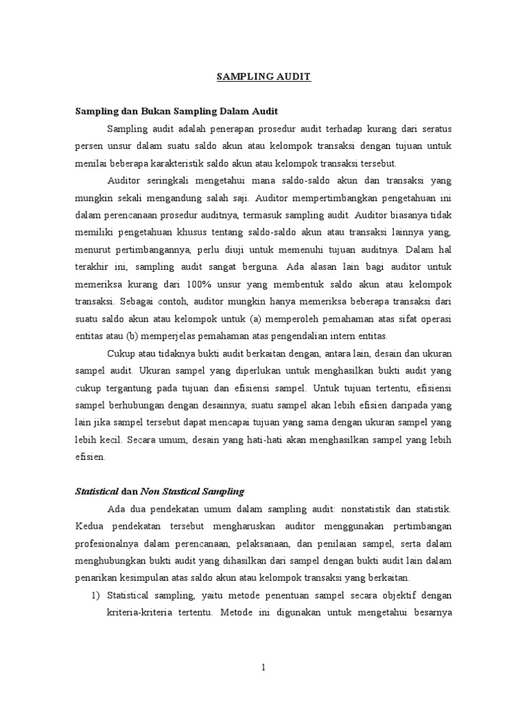Panduan Sampling Audit: Metode dan Risiko | PDF