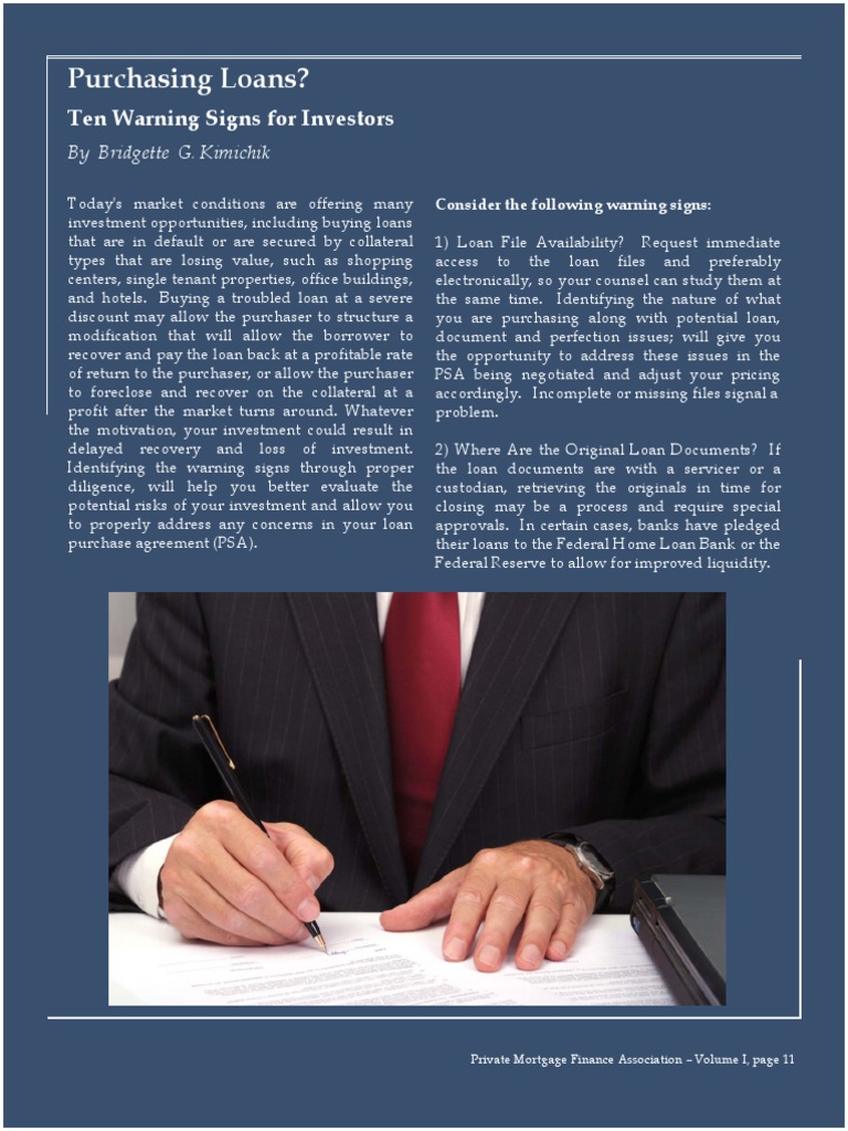 Purchasing Loans?: Ten Warning Signs For Investors | PDF | Collateral ...