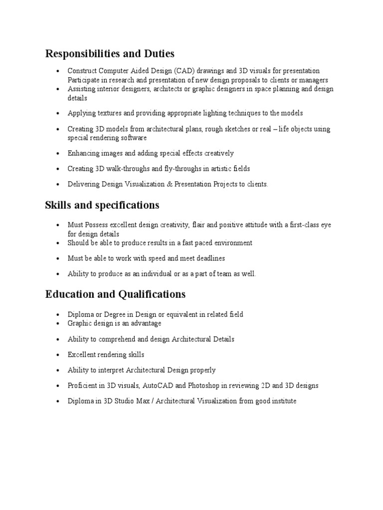 JD For 3D Visualiser | PDF