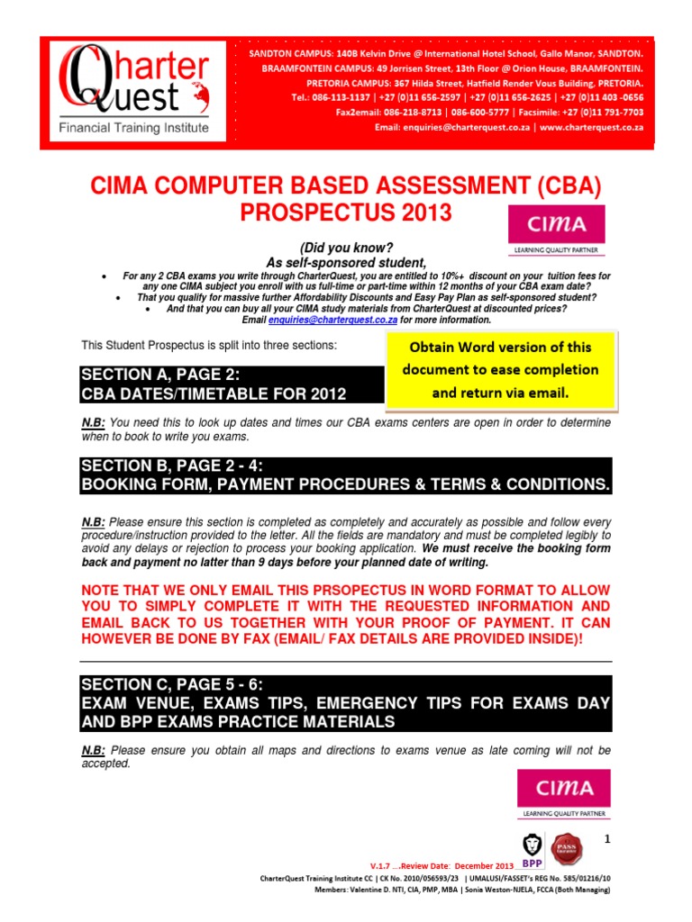 2013 Cima Cba Prospectus | PDF | Credit Card | Payments