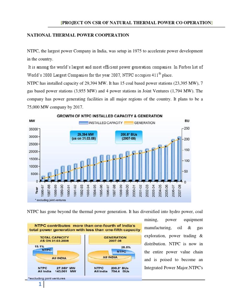 NTPC CSR and Diversification Strategy | PDF | Corporate Social ...