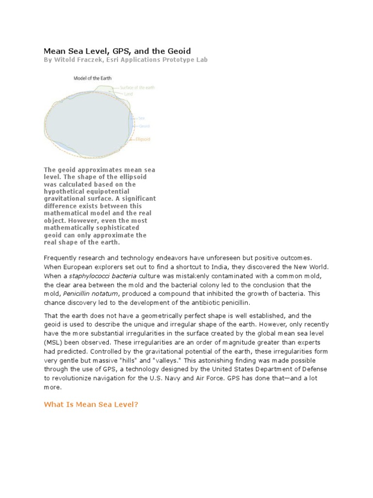 Mean Sea Level, GPS, and The Geoid: by Witold Fraczek, Esri ...