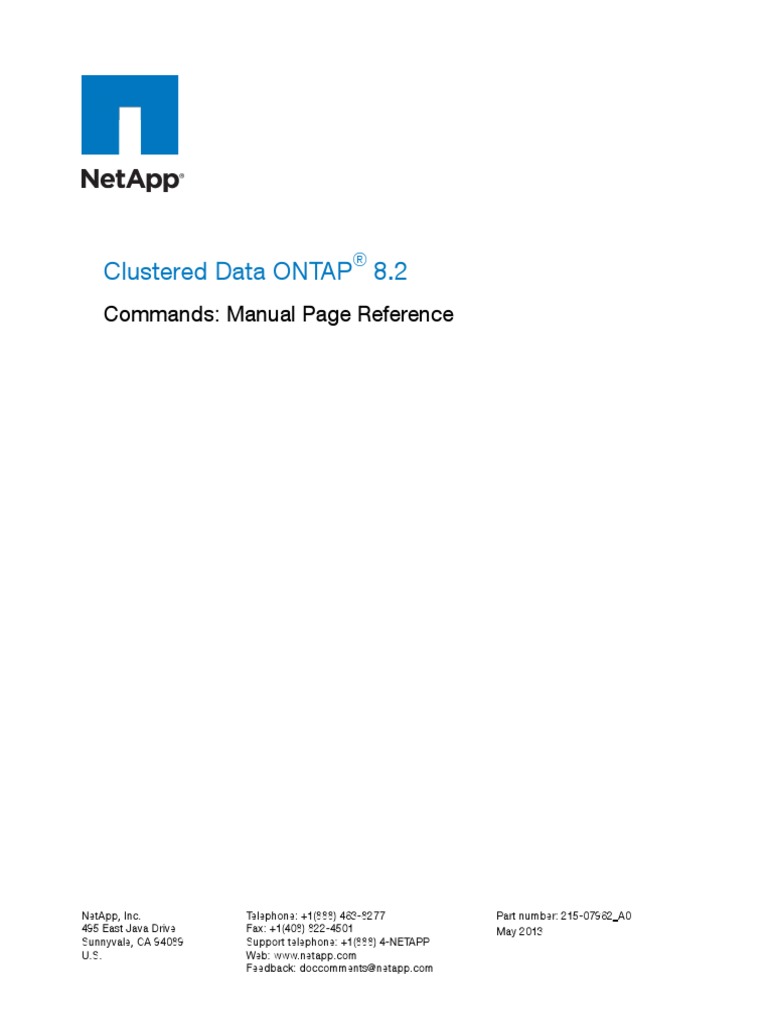 Clustered Data ONTAP 82 Commands Manual Page | PDF