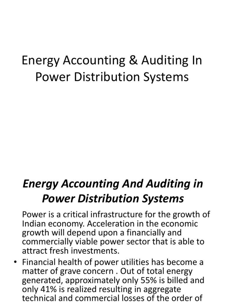 Energy Accounting & Auditing | Electric Power Distribution | Accounting