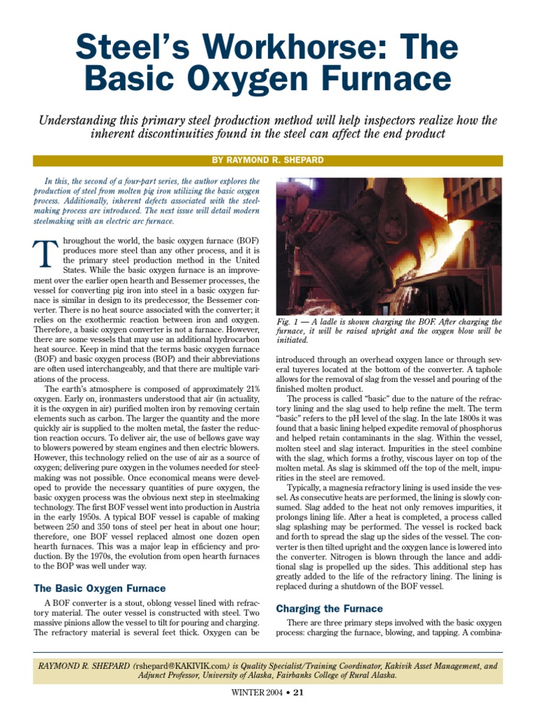Basic Oxygen Furnace For Steel Making | PDF | Steelmaking | Ingot