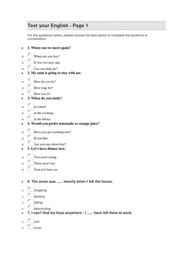 Cambridge Level Test | PDF