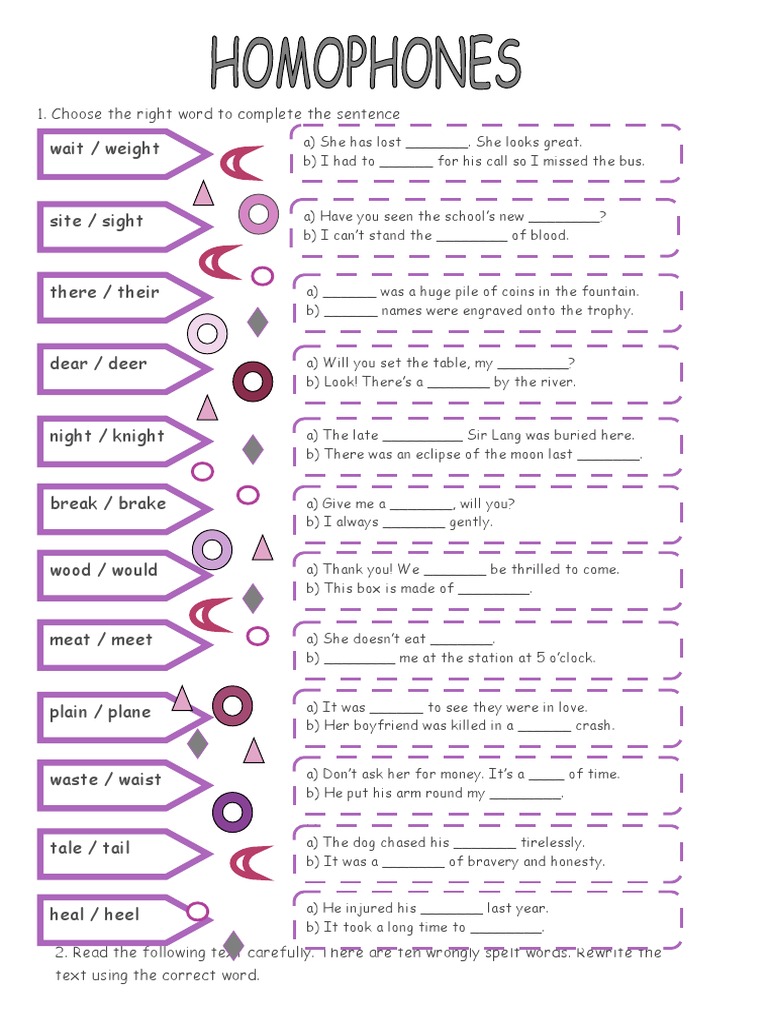 Wait / Weight: 1. Choose The Right Word To Complete The Sentence | PDF
