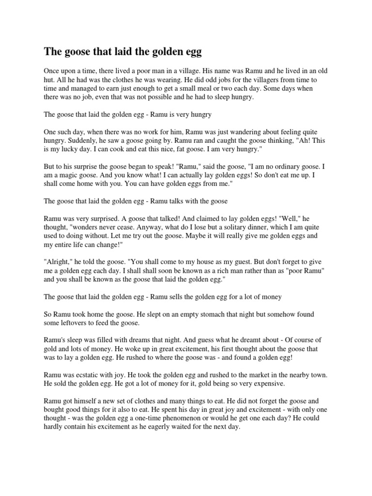 The Goose That Laid The Golden Egg (Short Story) | PDF