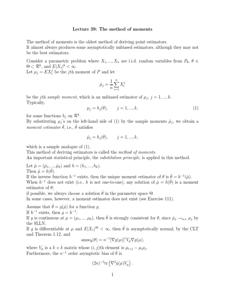 Method Of Moments Pdf Estimator Bias Of An Estimator