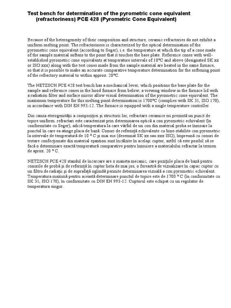 Test Bench For Determination of The Pyrometric Cone Equivalent | PDF ...