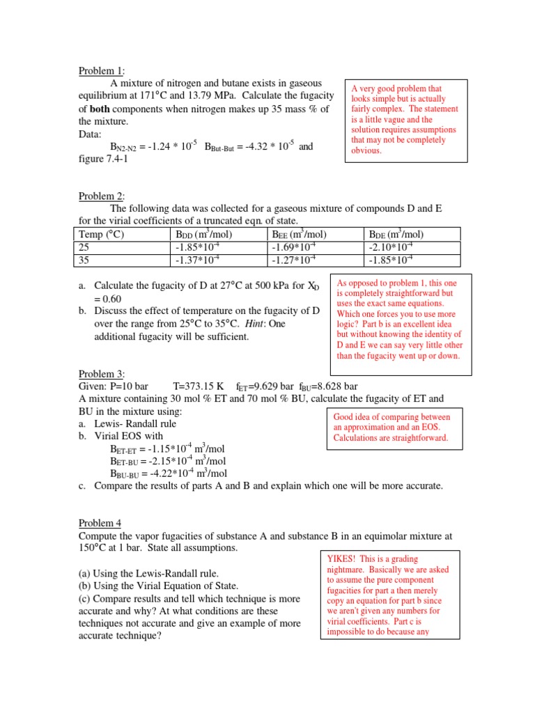 Lewis Randall Rule Problems | PDF | Physical Chemistry | Chemistry