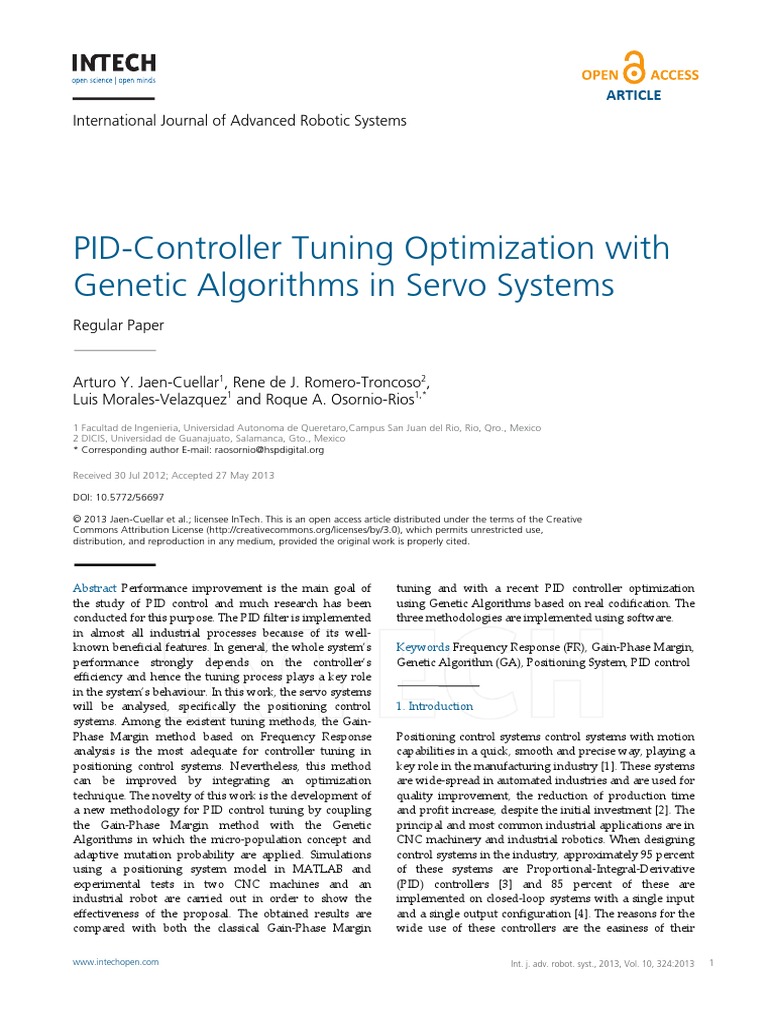 PID-Controller Tuning Optimization With Genetic Algorithms in Servo Systems | PDF | Genetic ...