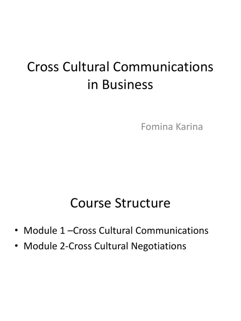 Cross-Cultural Communication in Business | PDF | Nonverbal ...