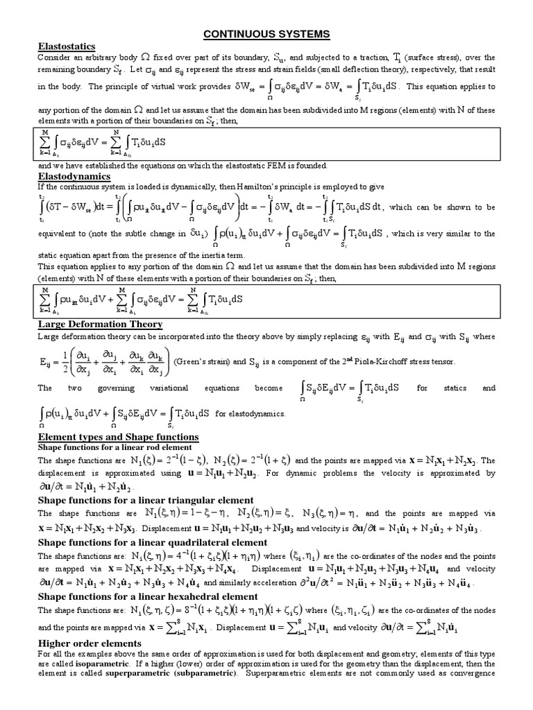 Continuous Systems Short | PDF | Linear Elasticity | Integral