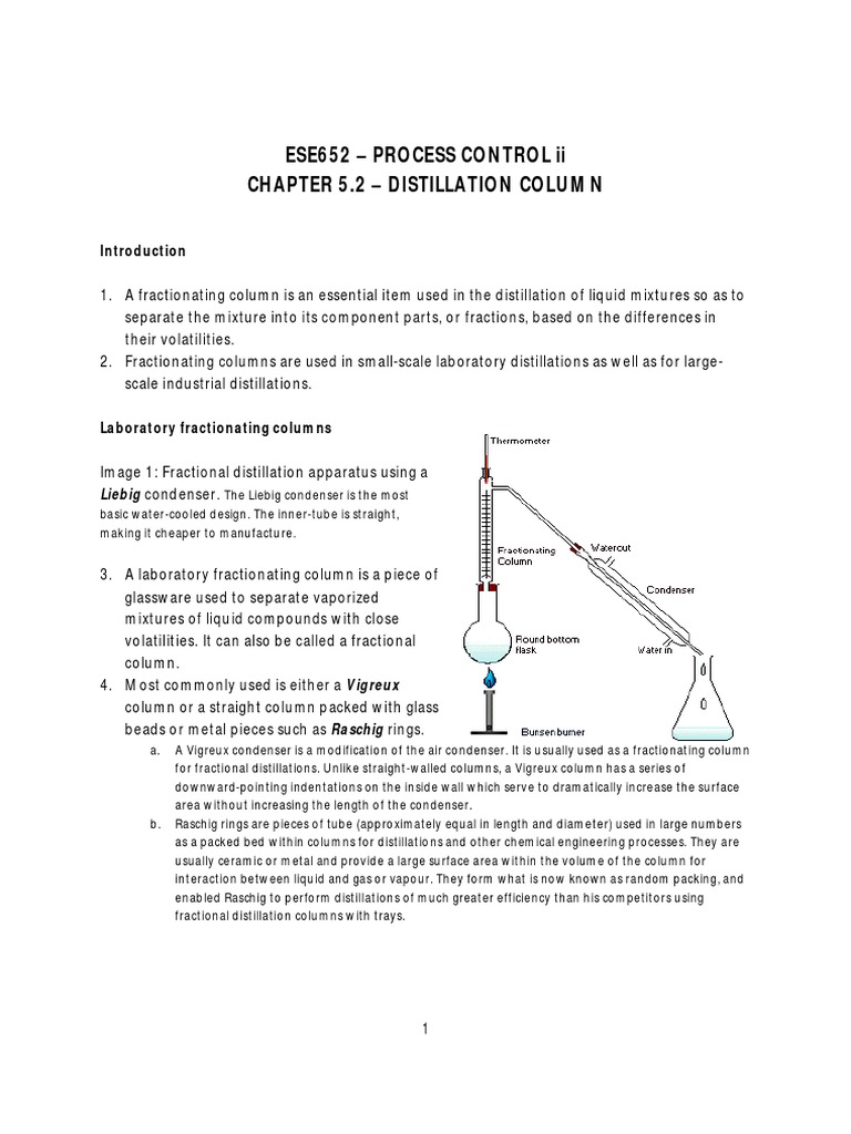 Ese652 - Process Control Ii Chapter 5.2 - Distillation Column | PDF | Distillation | Separation ...