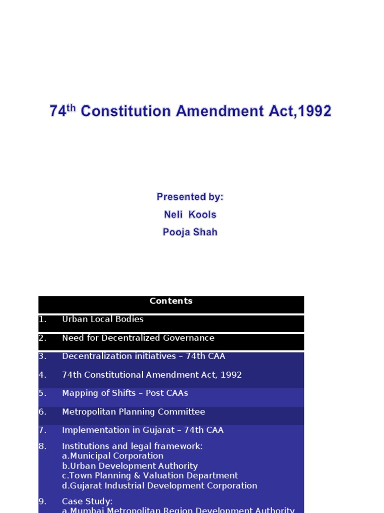 74th Constitutional Amendment Overview | PDF | Social Institutions ...