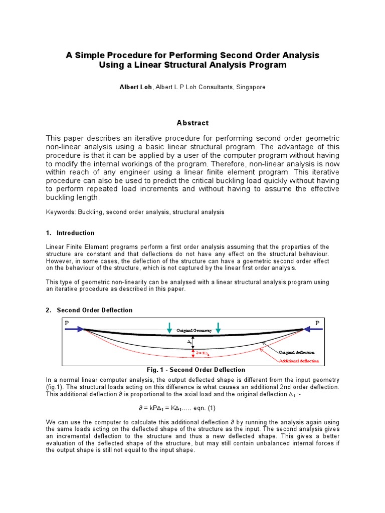 Second Order Analysis With Program | PDF | Buckling | Structural Analysis