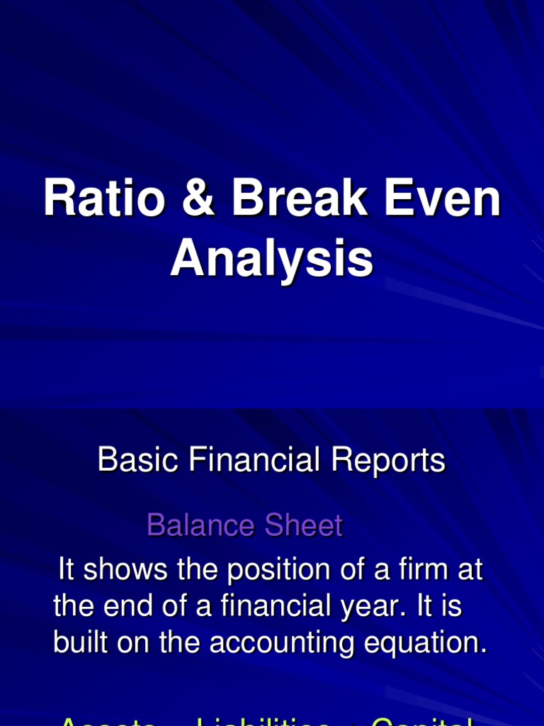 Ratio Break Even Analysis | PDF | Equity (Finance) | Working Capital