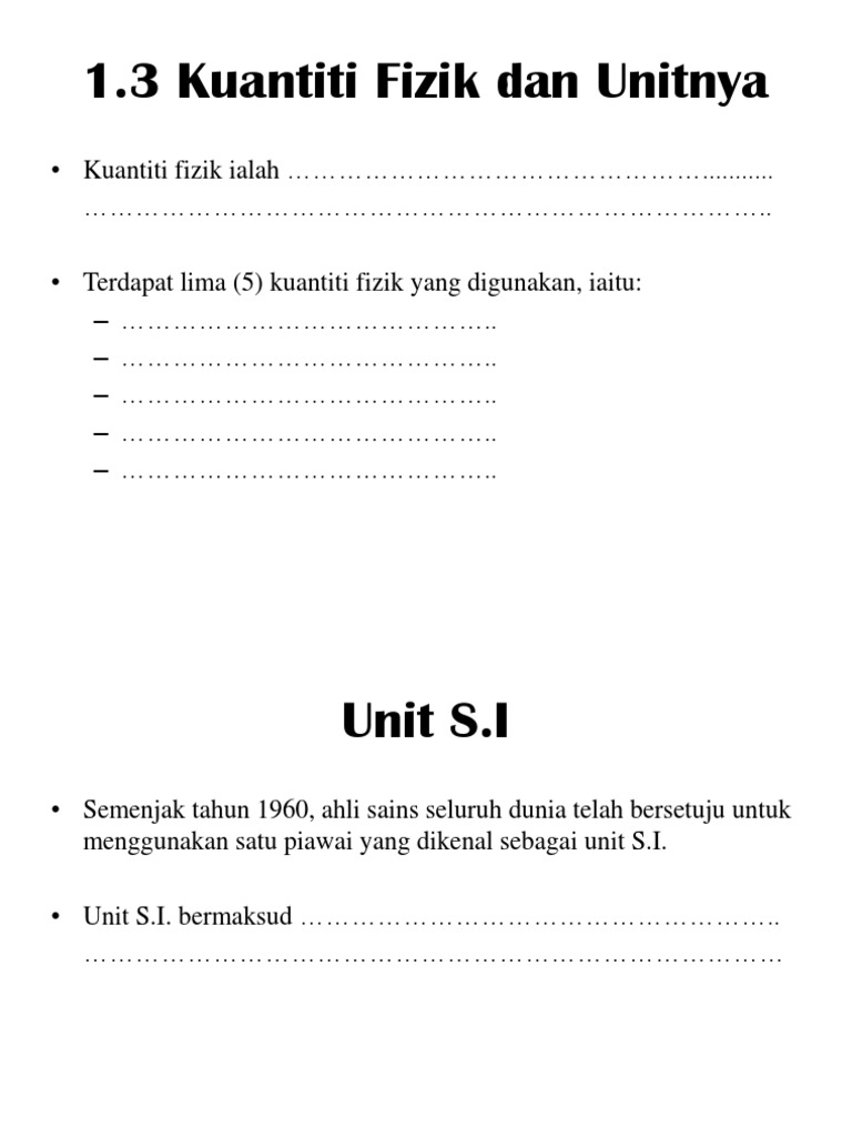 1.3 Kuantiti Fizik Dan Unitnya | PDF