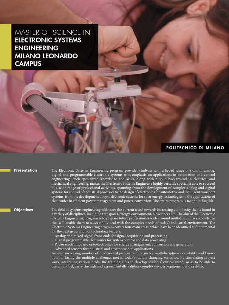 Electronic Systems Engineering Leonardo | PDF | Engineering | Systems Engineering