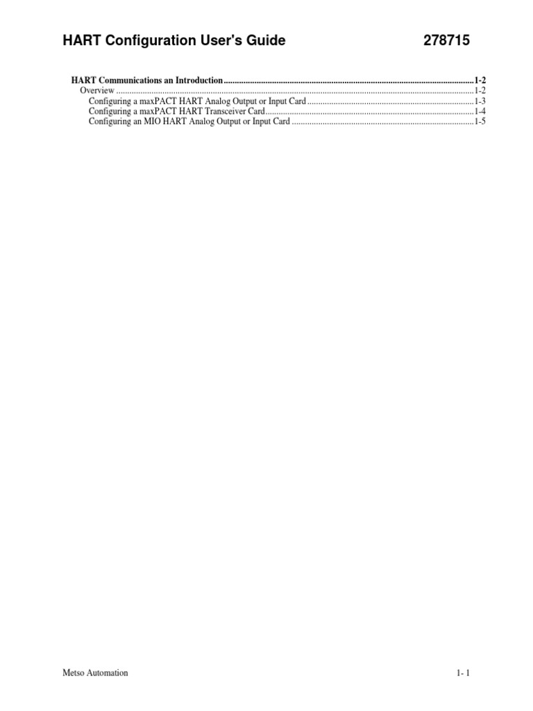 HART Configuration Guide Ch01 HART Communications An Introduction | PDF ...