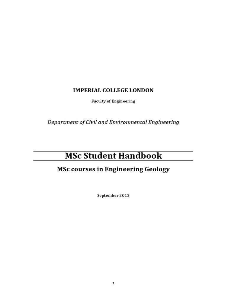 MSC Geology Student Handbook | PDF | Postgraduate Education | Graduate ...