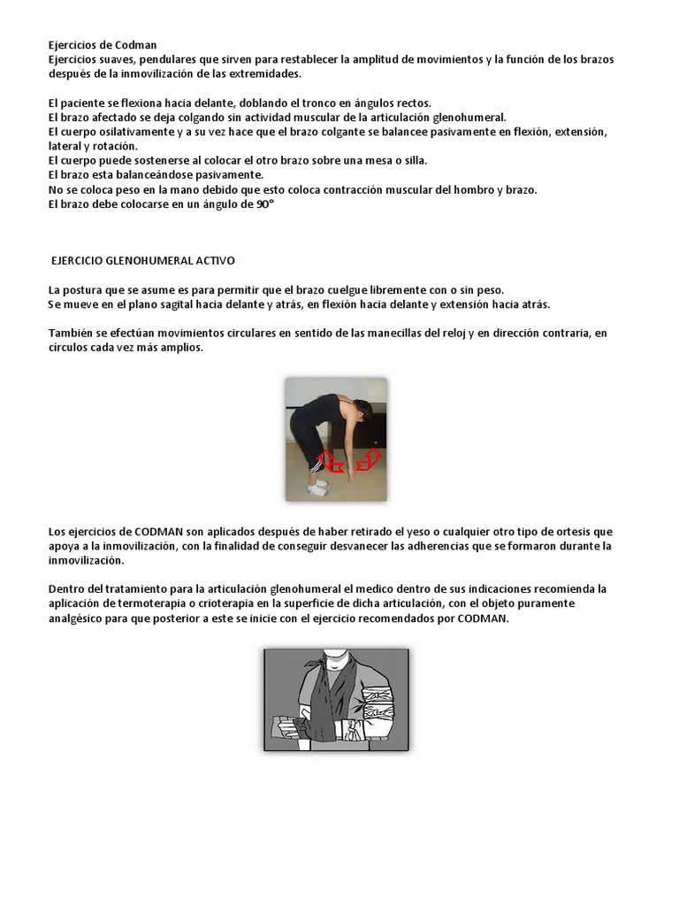 Ejercicios de Codman | PDF | Hombro | Sistema musculoesquelético