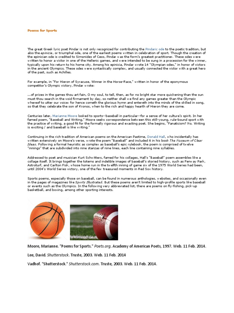 Poems For Sports | PDF | Poetry | Sports