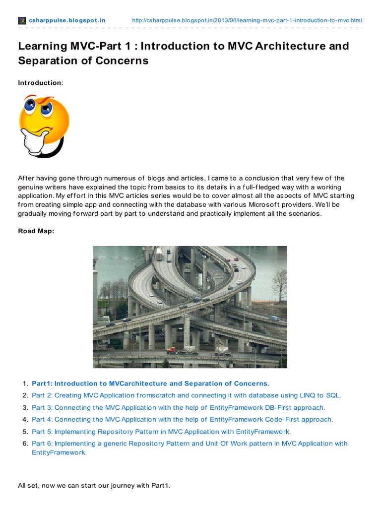 Learning MVCPart 1 Introduction To MVC Architecture and Separation of Concerns | PDF | Entity ...