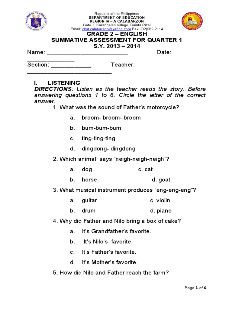 English Grade 2 | PDF | Linguistics