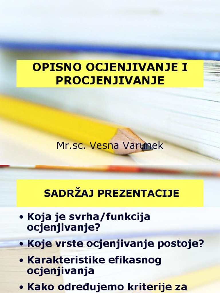 Opisno Ocjenjivanje | PDF