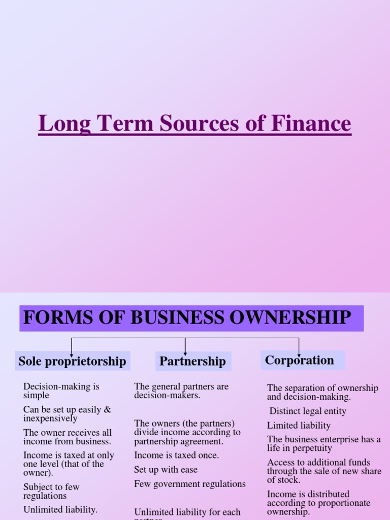 Long-Term Finance Sources Explained | PDF | Limited Liability ...
