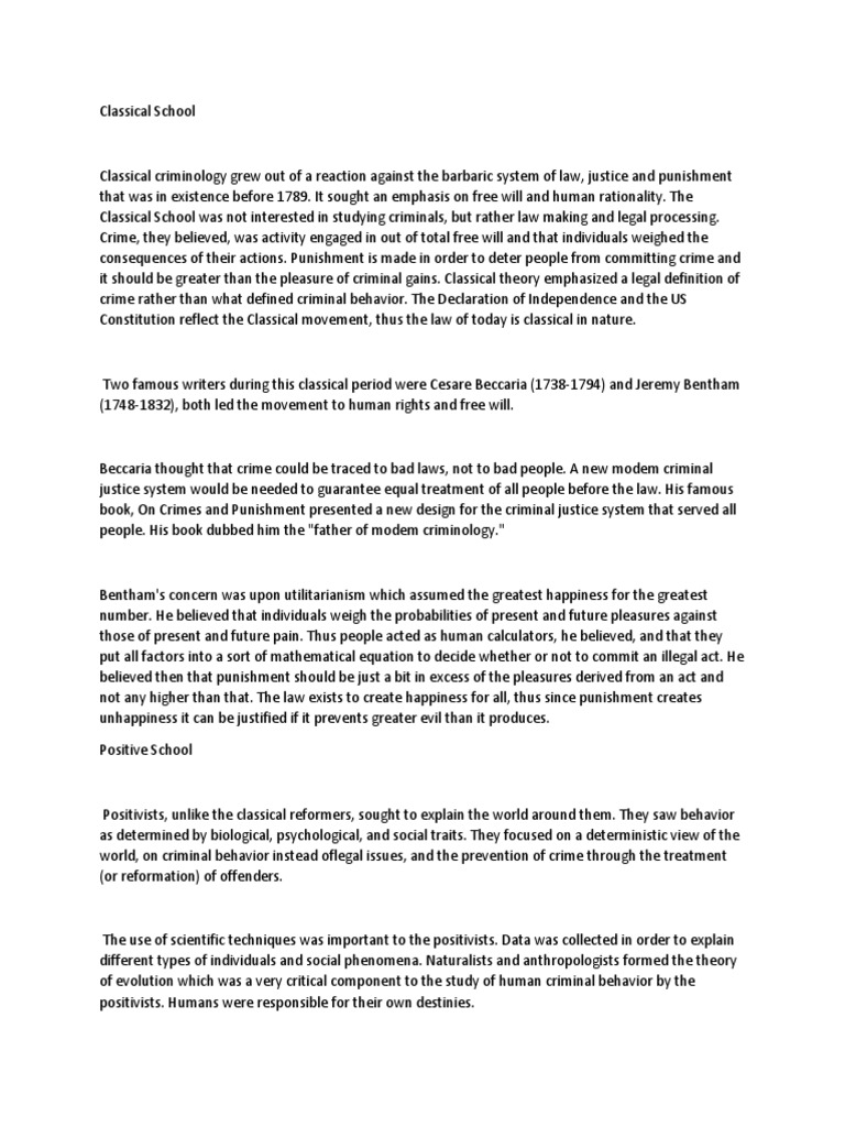 Classical School | PDF | Criminology | Sociological Theories