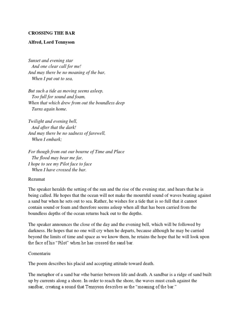 Crossing The Bar | PDF | Poetry | Religion And Belief