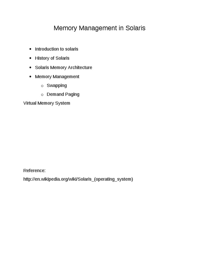Memory Management In Solaris Pdf Computer Data Storage Operating System 